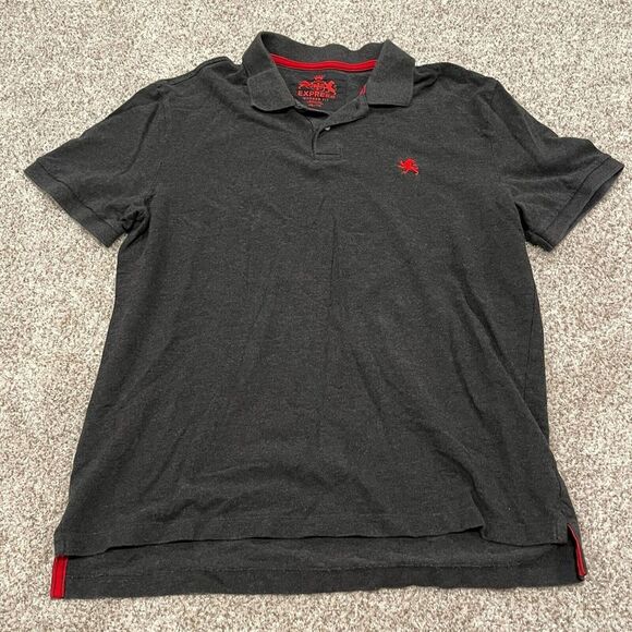 Express | Shirts | Express Mens Stretch Fitted Pique Polo Gray Lion ...